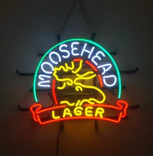 Moosehead Lager Deer Beer Neon Light Sign Lamp Real Glass Wall Decor ...