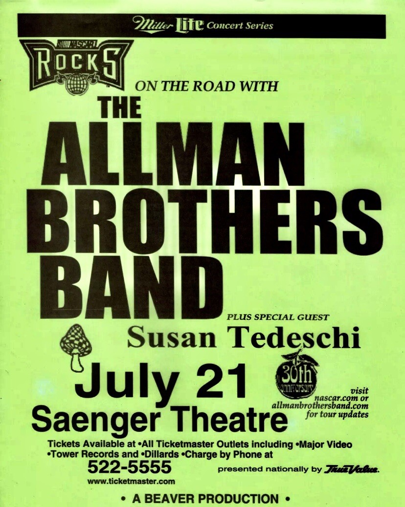 ALLMAN BROTHERS BAND~TEDESCHI 1999 CONCERT TOUR POSTER FLYER-NEW ...