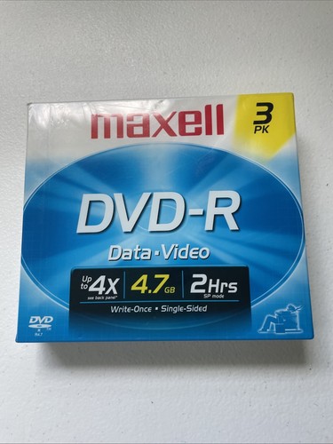 Maxell DVD-R Media 3 DISC PACK - 2 Hours SP Mode 4.7 GB UP TO 4x NEW ...
