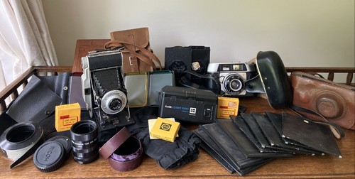 Job Lot Vintage & Antique Cameras, Parts, Plates, Filters, Some Spares ...