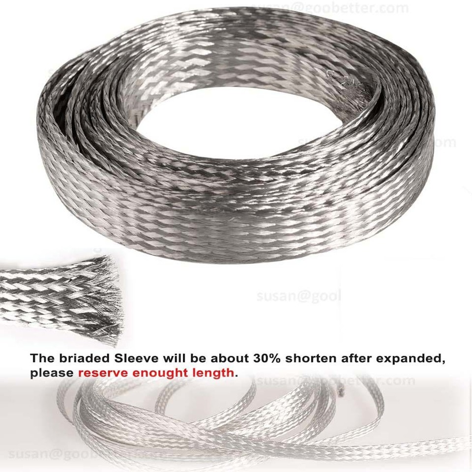 Braided Fabric Cable Flat Tinned Copper Metal Shielding Braided Sleeve ...