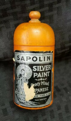 Vintage Rare Sapolin Silver Paint In Original Wooden Holder | eBay