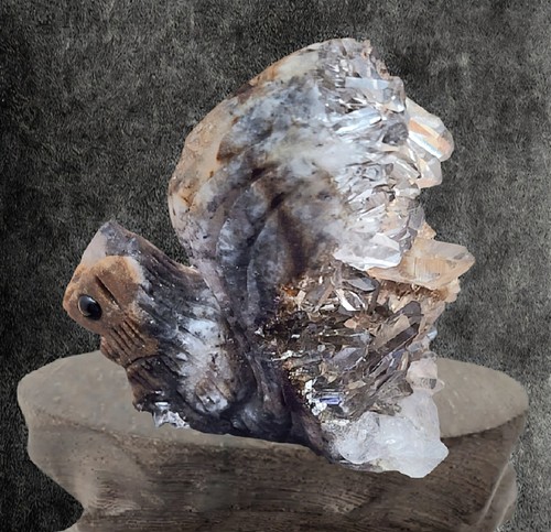 Quartz Crystal Cluster Squirrel Hand Carved Sculpture Statue Figurine ...