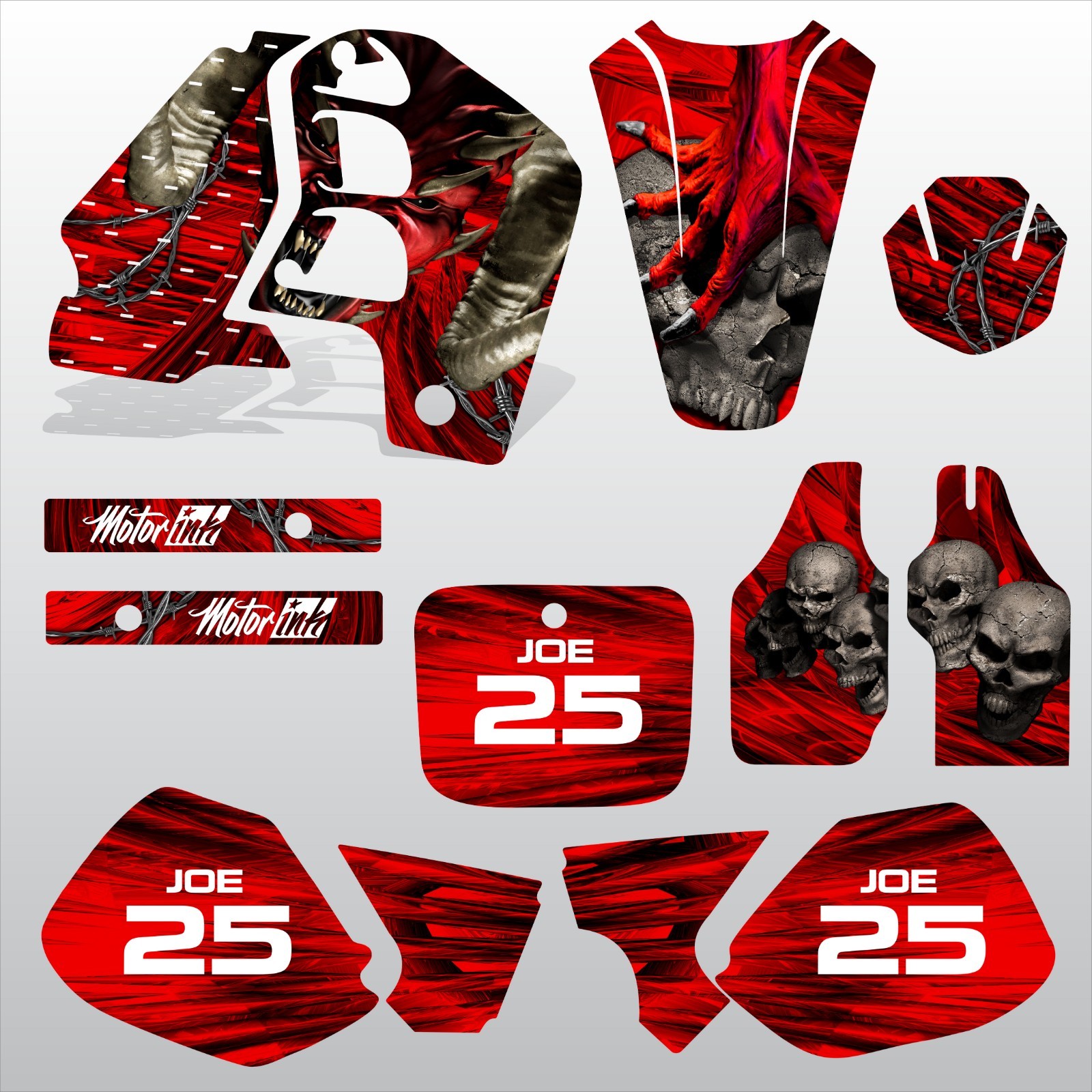 Honda CR500 1989-2001 DEVIL PUNSHER SKULL motocross decals set MX ...