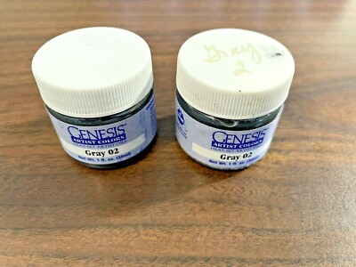 2 Genesis Heat-Set Paint Gray 02 (1oz Jars) 1- 5% used and 1- 20% Used ...