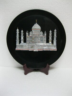 12 Inches Taj Mahal Design Inlay Work Plate Marble Collectible Plate ...