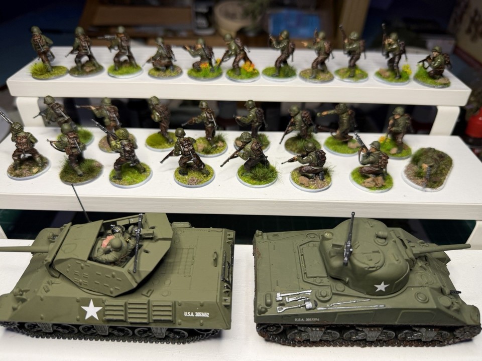 Bolt Action 28mm US Army 27 Men and 2 Tanks Pro Painted WW2 Miniatures ...