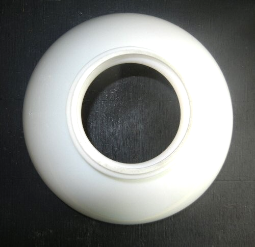 VINTAGE MILK GLASS OIL LAMP SHADE PLAIN TOP BULGED COLLAR ALADDIN RAYO ...