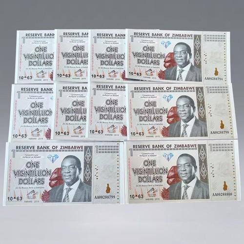 10pcs Zimbabwe One Vigintillion Dollar with UV Fluorescence Uncurrent ...