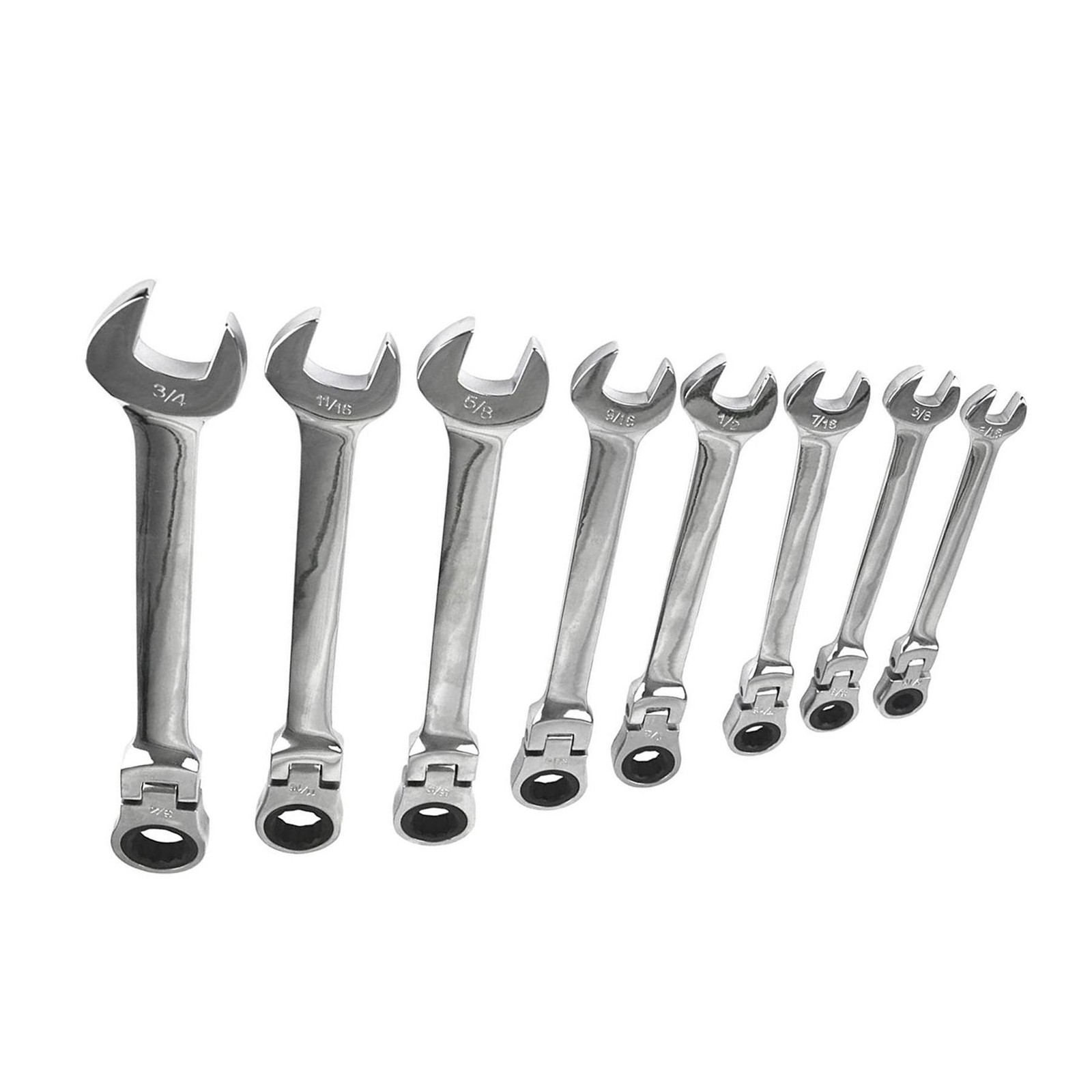 8PC Flexible Ratchet AF Spanner Set. Ratcheting Combi Spanners Wrench ...