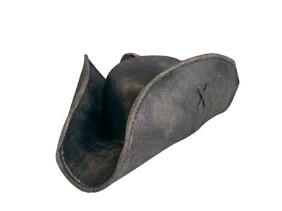 BLACK COPPER PIRATE TRICORNE TRI-CORNER TRICORN COSTUME HAT LEATHER ...