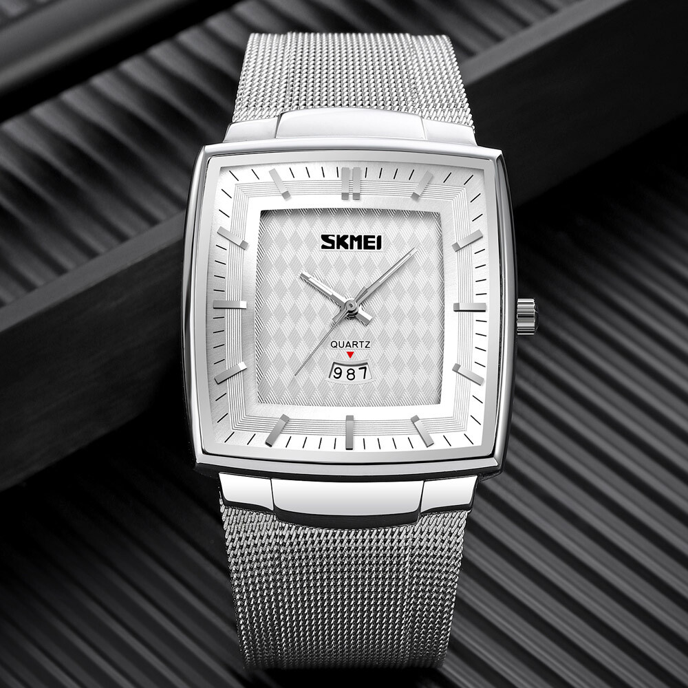 Luxury Mens Casual Square Dial Watches Ultra Thin Stainless Steel ...