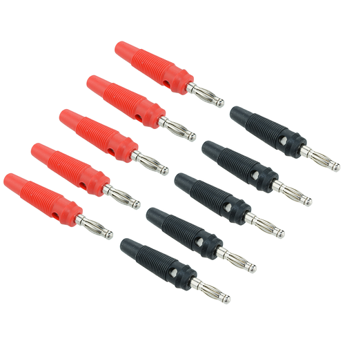 5 x Pairs of Premium Red and Black 4mm Banana Male Test Plug Connectors ...