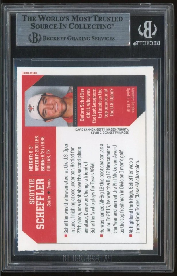 2017 SI For Kids 640 Scottie Scheffler Rookie BGS 8 HIGHEST GRADE ...