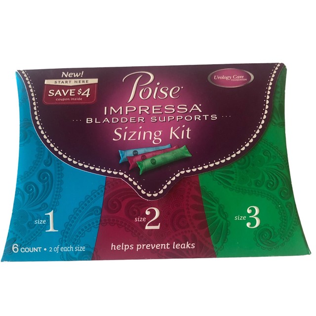 Poise Impressa Bladder Supports Sizing Kit 6ct Prevents Leaks 3 Sizes ...
