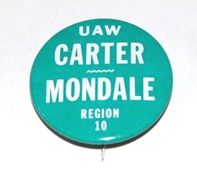 1976 JIMMY CARTER UAW AUTOMOBILE UNION LABOR campaign pinback button ...