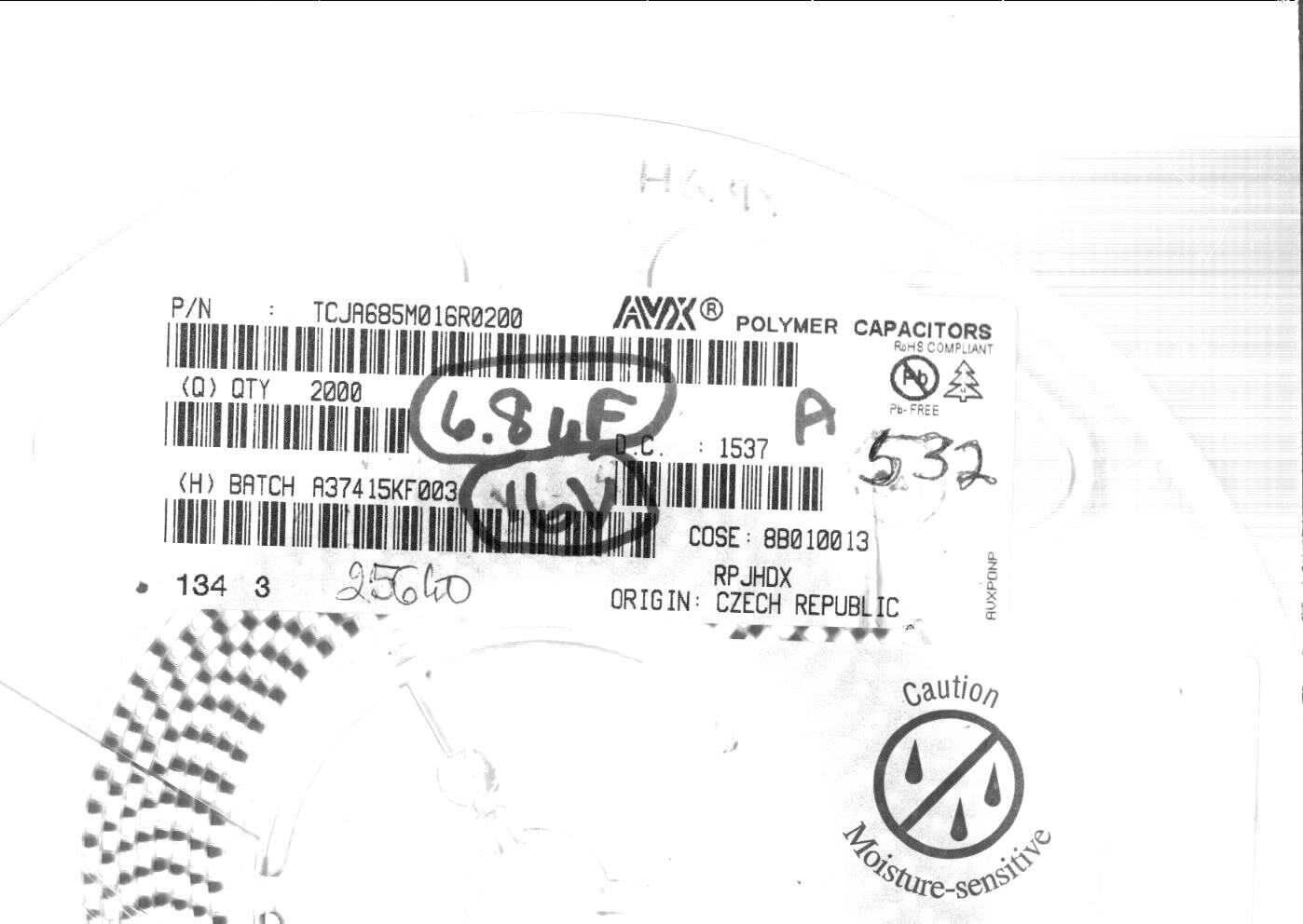 TCJA685M016R0200 AVX CAP TANT POLY 6.8UF 16V 1206 **LOT OF 532** | eBay