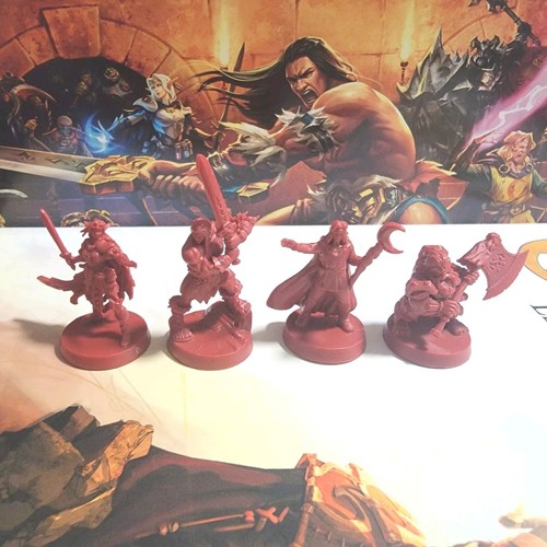 Heroquest 2021 Barbarian Wizard Elf Dwarf Miniatures & 4 Hero Cards D&D ...