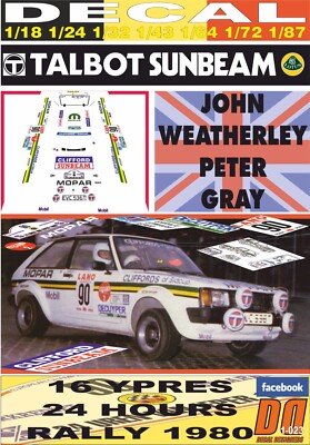 DECAL TALBOT SUNBEAM LOTUS JOHN WEATHERLEY YPRES RALLY 1980 (05) | eBay.de
