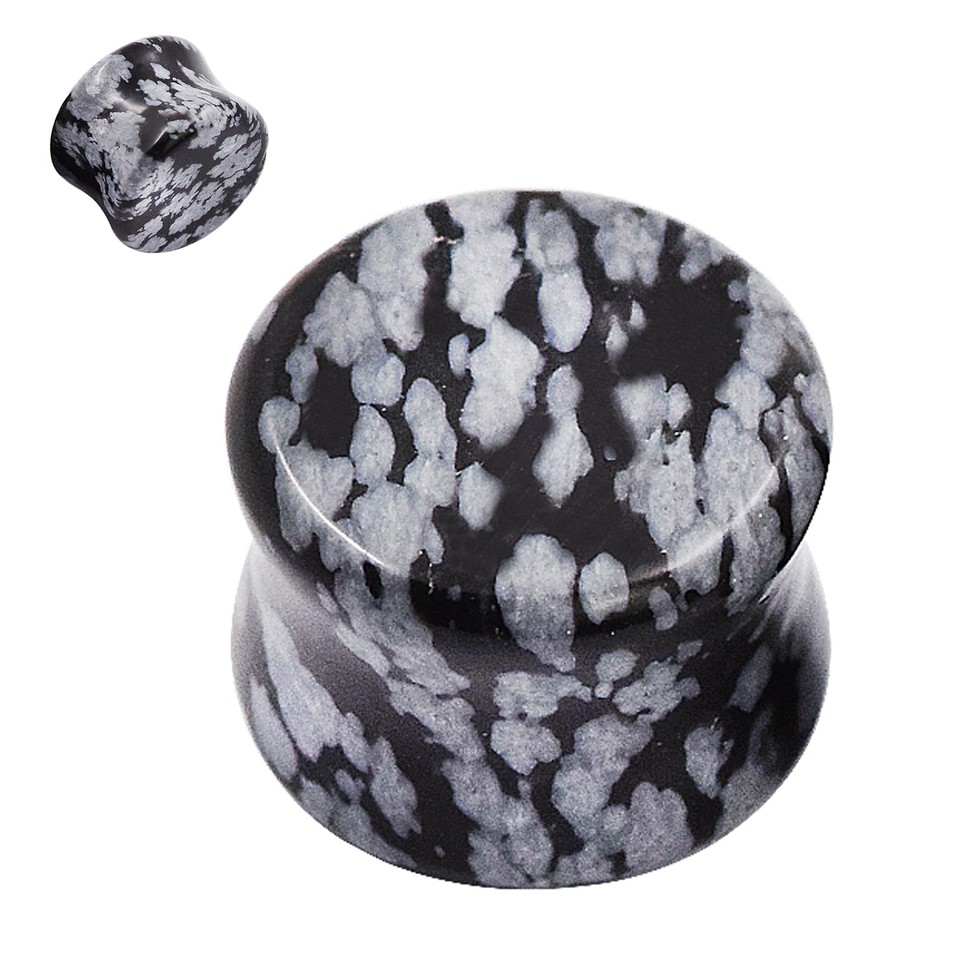 PAIR Organic Natural Stone Ear Gauges Ear Plugs Double Flared Piercing ...