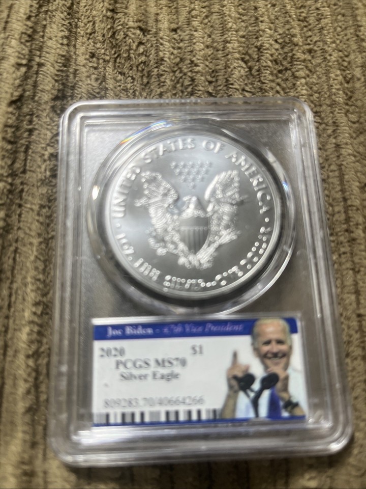 2020 (W) $1 1-oz T-1 American Silver Eagle PCGS MS70 Biden 46th ...