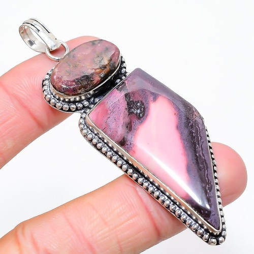 Porcelain Jasper, Rhodonite 925 Sterling Silver Jewelry Pendant 2.99" E938 | eBay