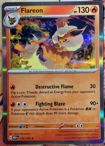 Pokemon TCG - Flareon Reverse Holo Rare - 136/165 - Scarlet & Violet ...