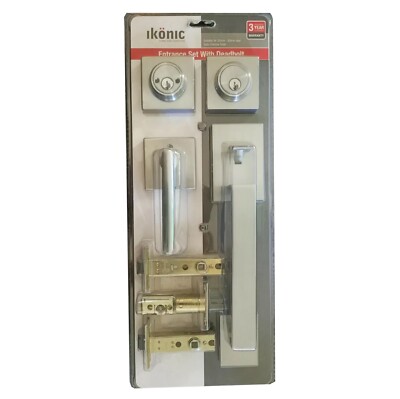 Ikonic Entrance Set With Deadbolt Satin Chrome Finish + Locks For 35mm ...