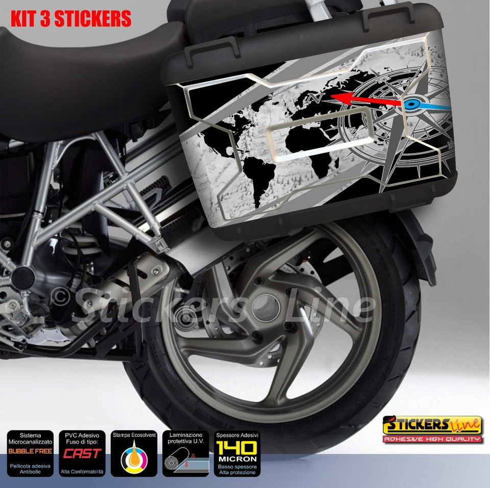 Set 3 Stickers Bags Suitcases K25 BMW R1200GS Socket + Planisphere ...