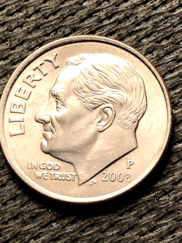2008 P DIME ERRORS: DROOLING ROOSEVELT, DIE CHIPS ABOVE EYE, CORNER OF ...
