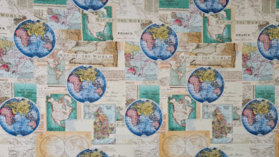 World Map Fabric by David Textiles Cotton 22 X 42 Inches | eBay