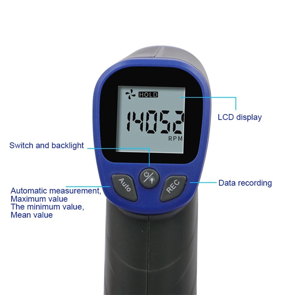 Digital Laser Photo Tachometer Handheld RPM Meter Speedmeter Motor ...