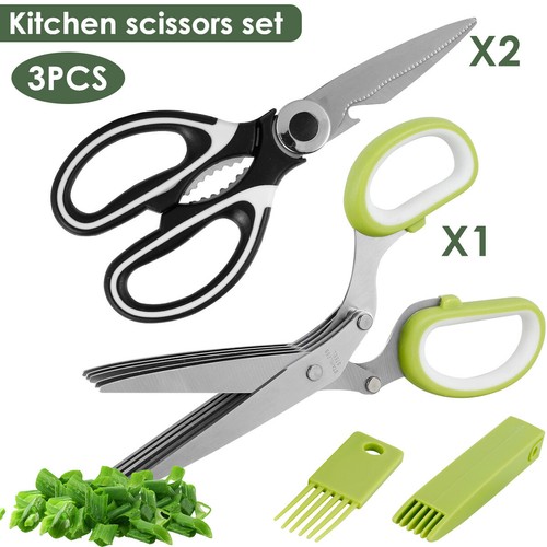 3Pcs Kitchen Scissors Set Stainless Steel Chicken Bone Cutting Shears ...