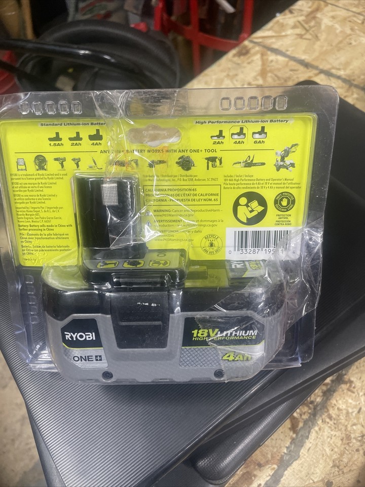 NEW Ryobi ONE+ PBP004 18V Lithium-Ion 4.0 Ah High Performance Battery ...