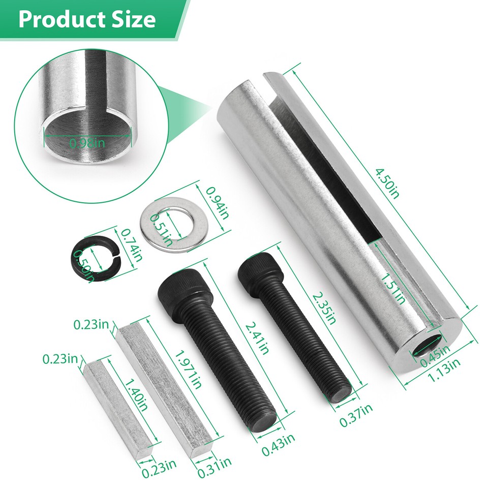 Extended 1 to 1 1/ 8 inch 1/4" Key Gas Engine Pulley Crank Shaft Sleeve ...