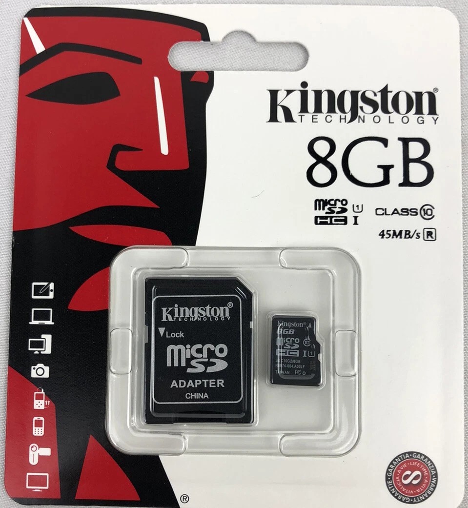 Genuine Kingston 8GB microSDHC SDC10/8GB Class 10 + SD Adapter — NEW | eBay