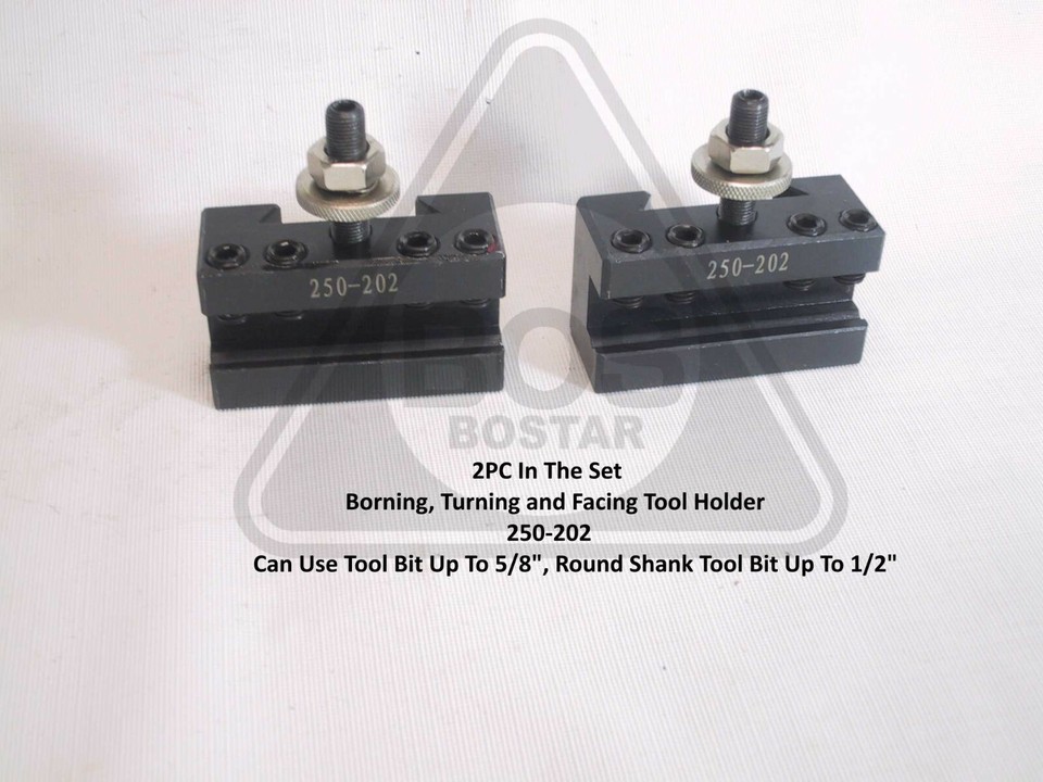BOSTAR BXA 250-222 Wedge Type Tool Post Set Lathe10-15" W. 2 Extra Tool ...