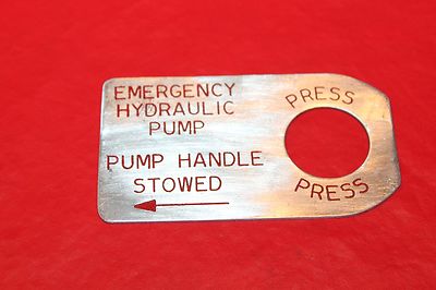 Emergency Hydraulic Pump Placard 137432L1 | eBay