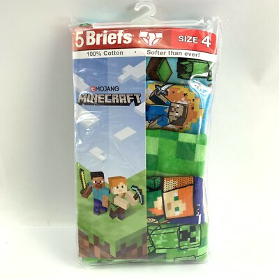 Minecraft Boys 5 Pack 100% Cotton Character Print Briefs Size 4 | eBay