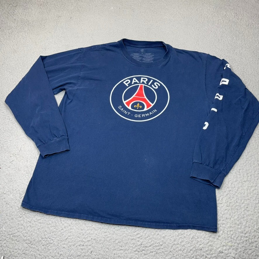 Paris Saint Germain Jersey Mens Large Blue Long PSG Sweatshirt Sweater ...