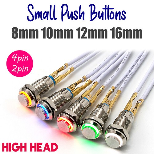 Small 8mm 10mm Metal Push Button Switch 4pin LED Latching Momentary ...