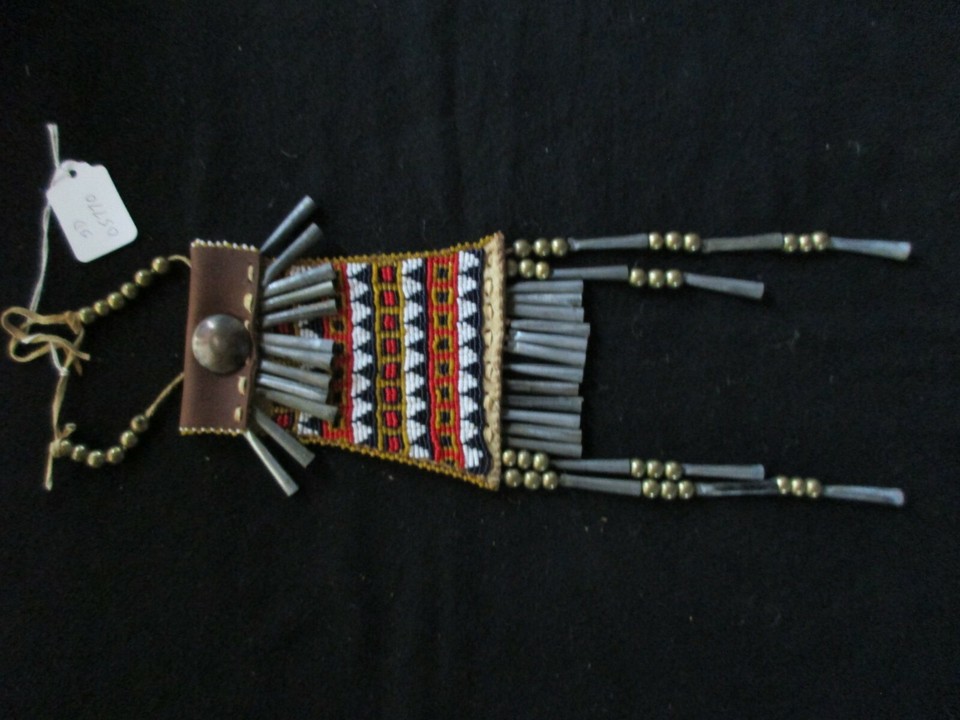 NATIVE AMERICAN BEADED LEATHER TOBACCO BAG, SOUTH DAKOTA POUCH, SD-0821 ...