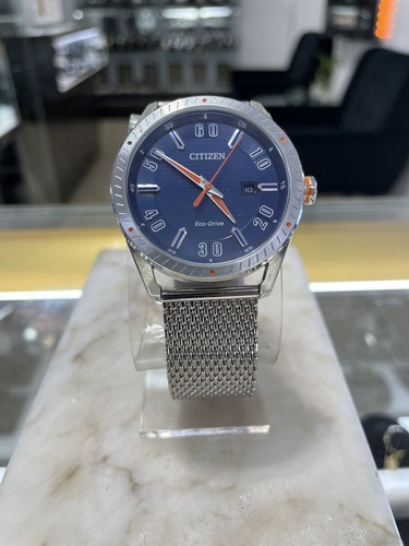 Citizen CTO Men's Blue Dial 42mm Silver Steel Mesh Band 10ATM Watch ...