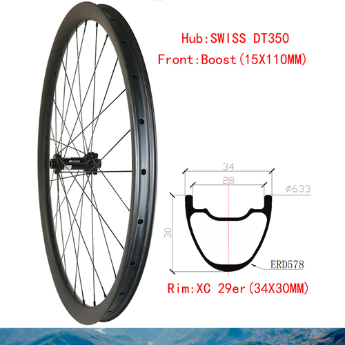 29er XC Carbon Fiber MTB Front Wheel 6 Bolt Hub Straight Pull Spoke 28H ...