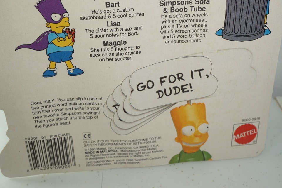Mattel The Simpsons Bully Nelson figure Plastic Dustbin MOC 1990 Clear ...