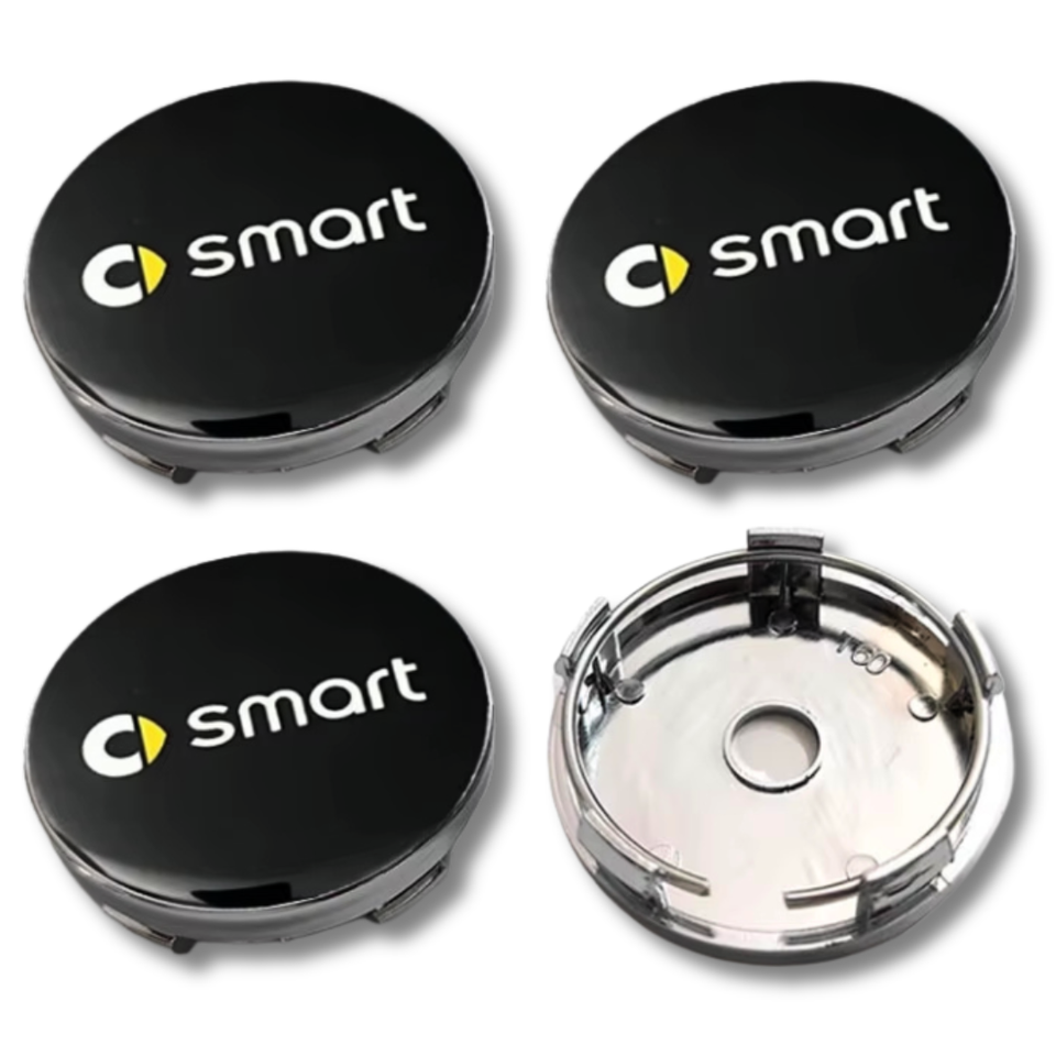 Smart Alloy Wheel Centre Cap Hub x4 60mm Black Fortwo Forfour 453 451 ...