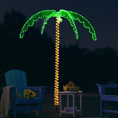 7 FT Tropical LED Rope Light Palm Tree Pre-Lit Artificial Palm Tree ...