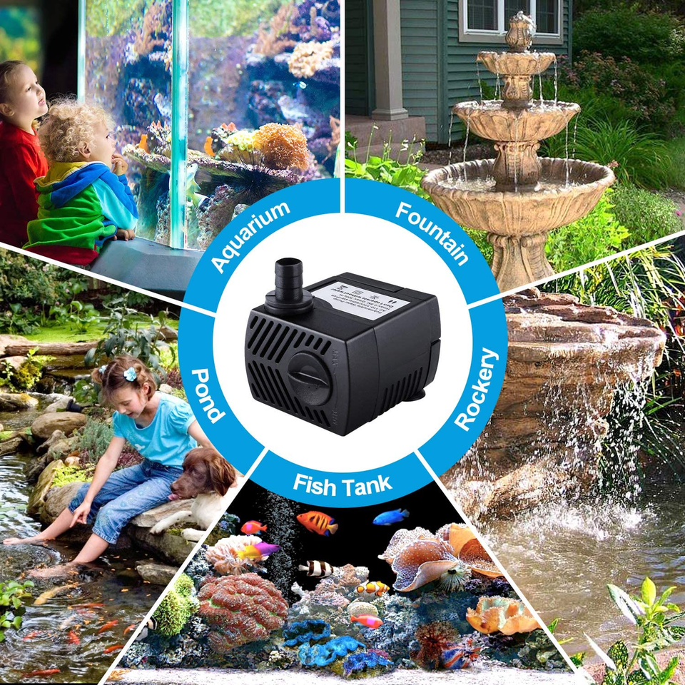 2 Packs Submersible Water Sound Durable Outdoor Fountain Water Pump 7 ...