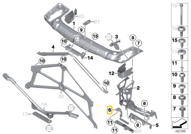 BMW 1 2 3 4 Series Bracket Auxiliary Radiator Lower Left 51647266323 12 ...