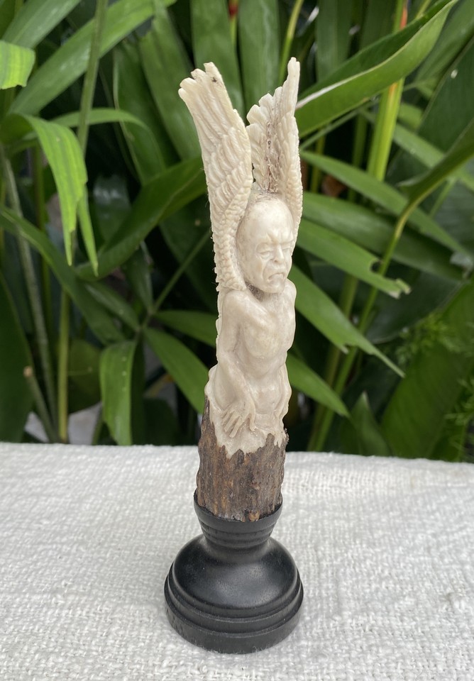 Archangel Carved Antler Knife Handle Angel Carving Dark Angel Moose ...